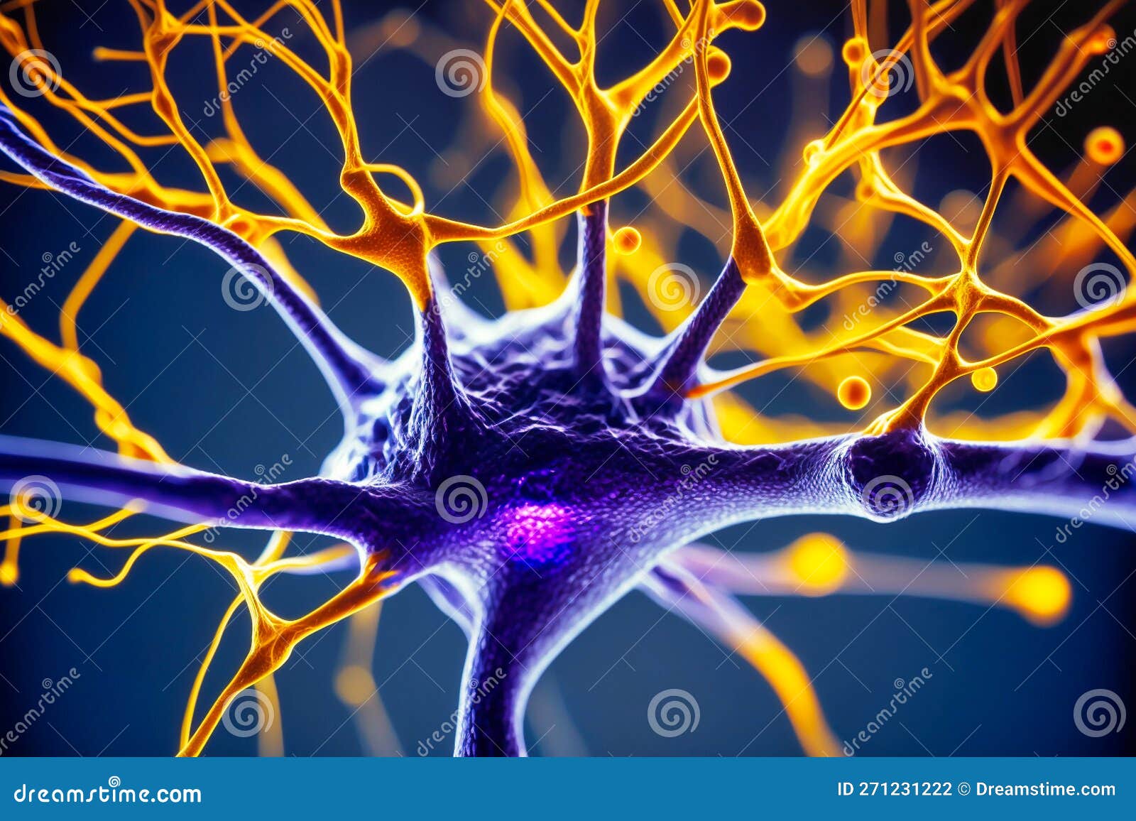 Macro View of Neuron Inside Brain Nerve Cell with, Generative AI Stock ...