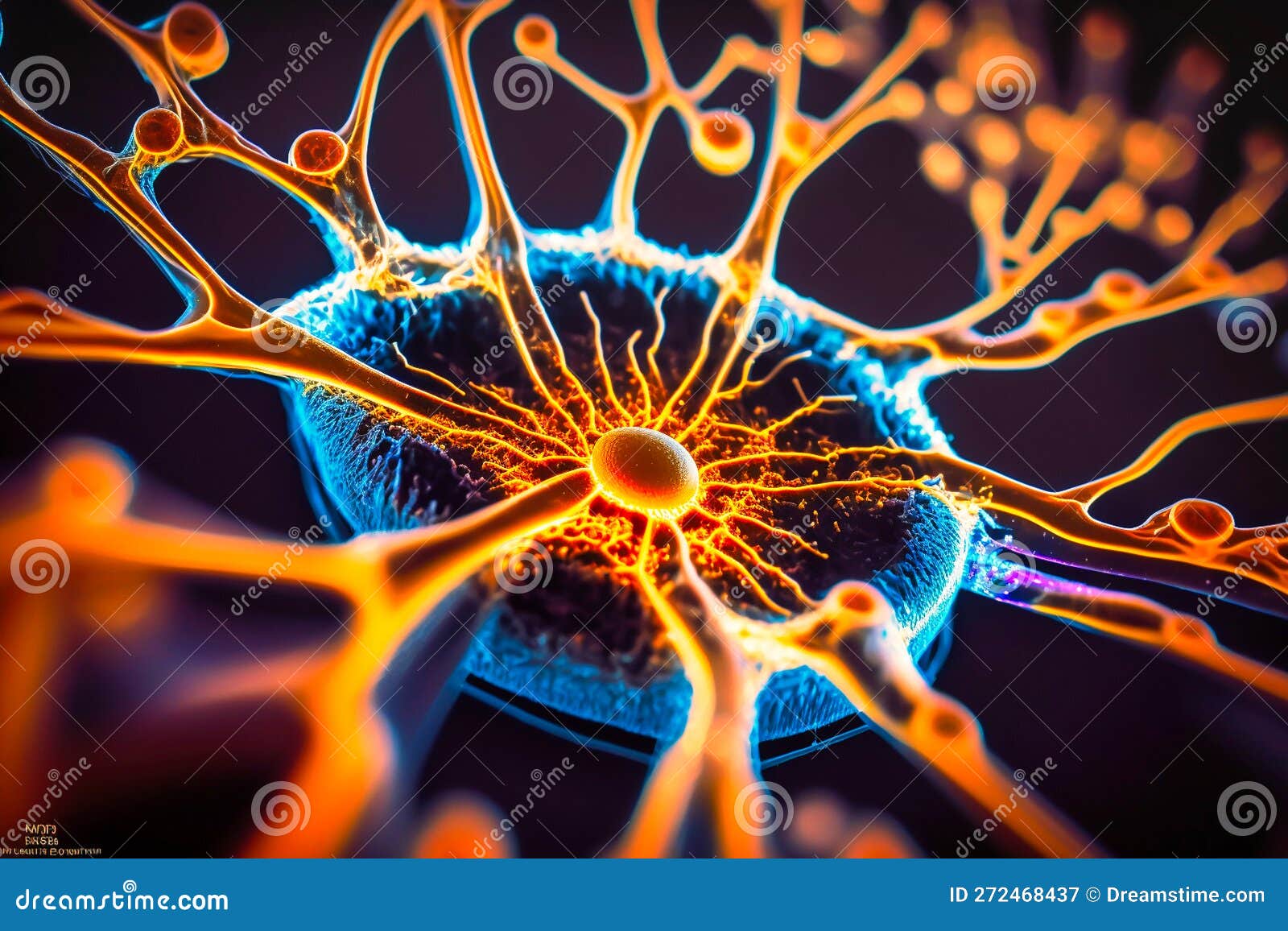 Macro View of Neuron Inside Brain Nerve Cell with, Generative AI Stock ...