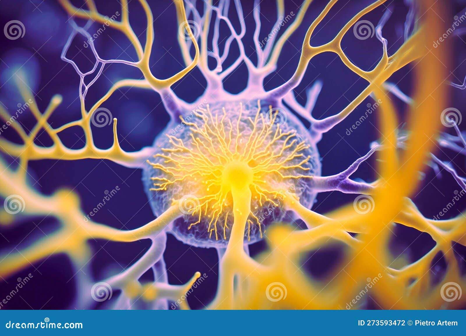 Macro View of Neuron Inside Brain Nerve Cell with, Generative AI Stock ...