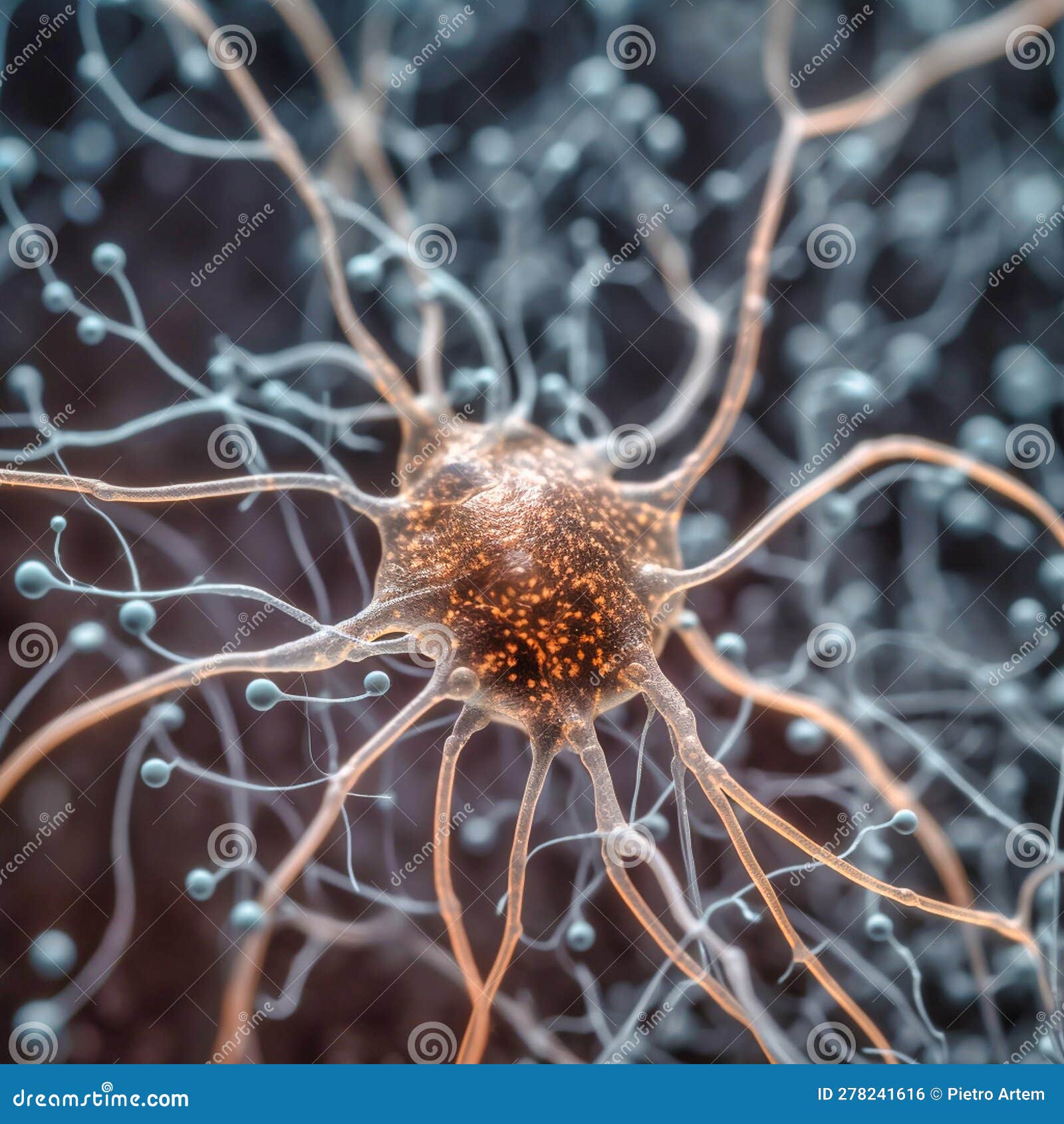 A Macro View of a Neuron Inside a Brain Nerve Cell, Generative AI Stock ...