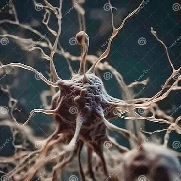 A Macro View of a Neuron Inside a Brain Nerve Cell, Generative AI Stock ...