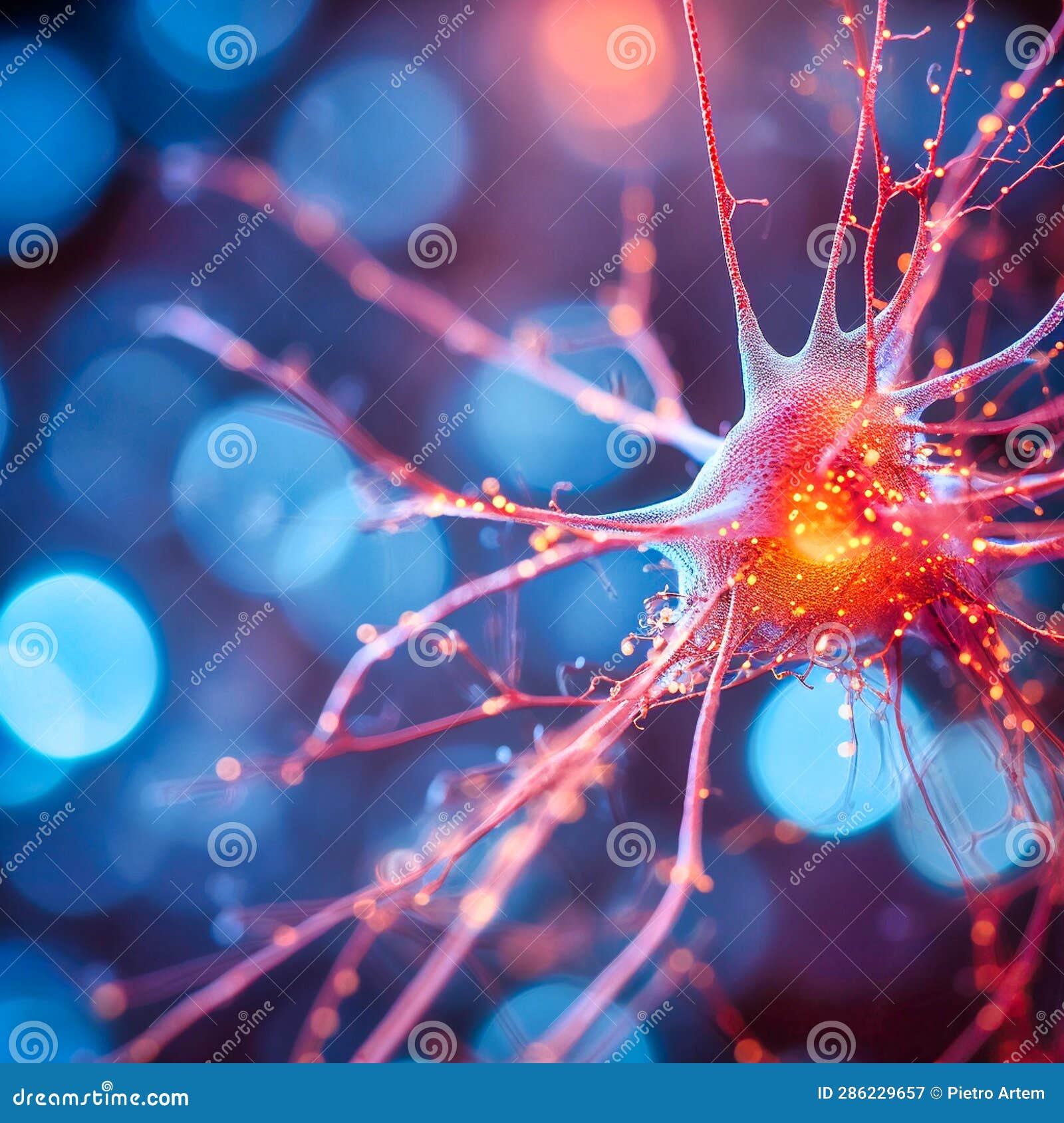 A Macro View of a Neuron Inside a Brain Nerve Cell, Generative AI Stock ...