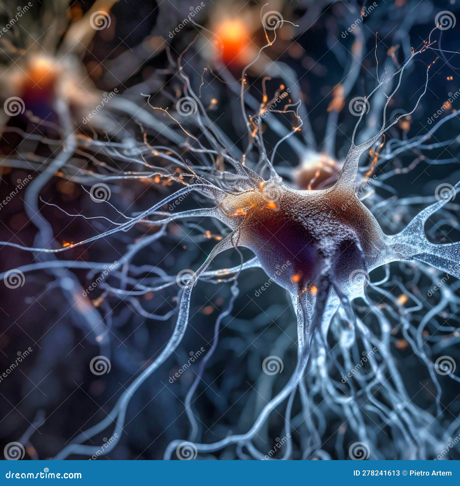 A Macro View of a Neuron Inside a Brain Nerve Cell, Generative AI Stock ...