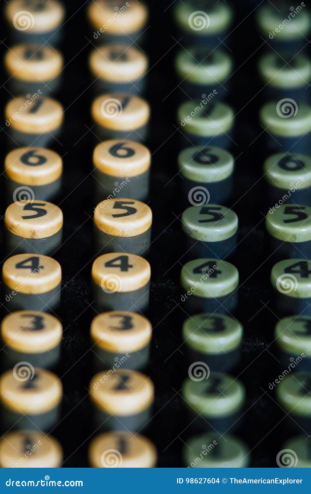 Macro View of Numbered Buttons on Antique Adding Machine Stock Photo ...