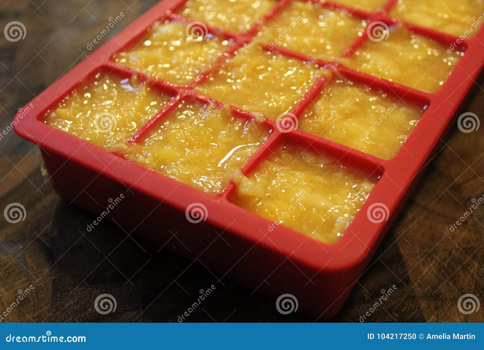 Macro View of Peach Puree Ready for Freezing Stock Photo - Image of ...