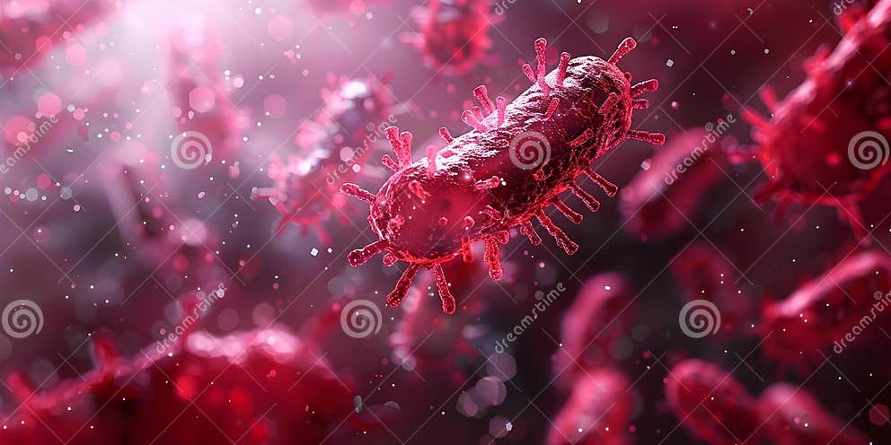 Macro View of Red Bacteria in a D Rendering with Space for Text ...
