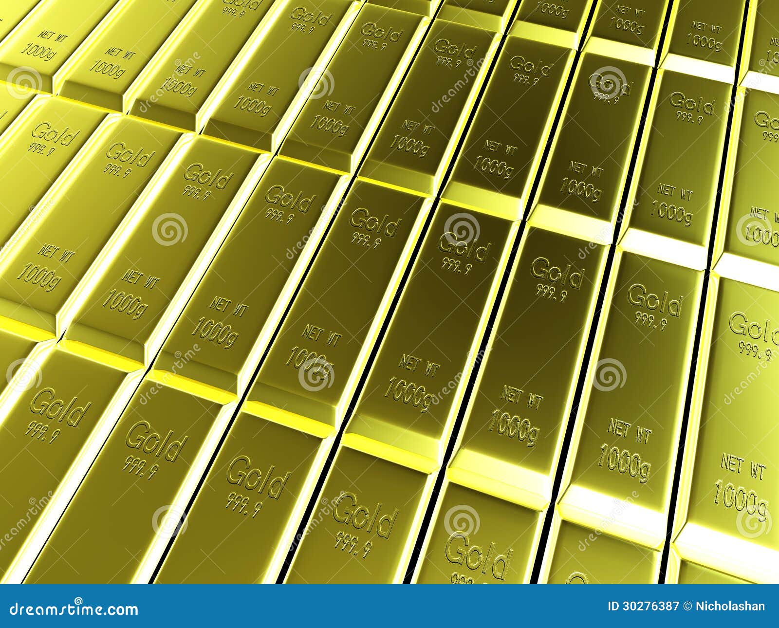 Macro View of Rows of Gold Bars Stock Illustration - Illustration of ...
