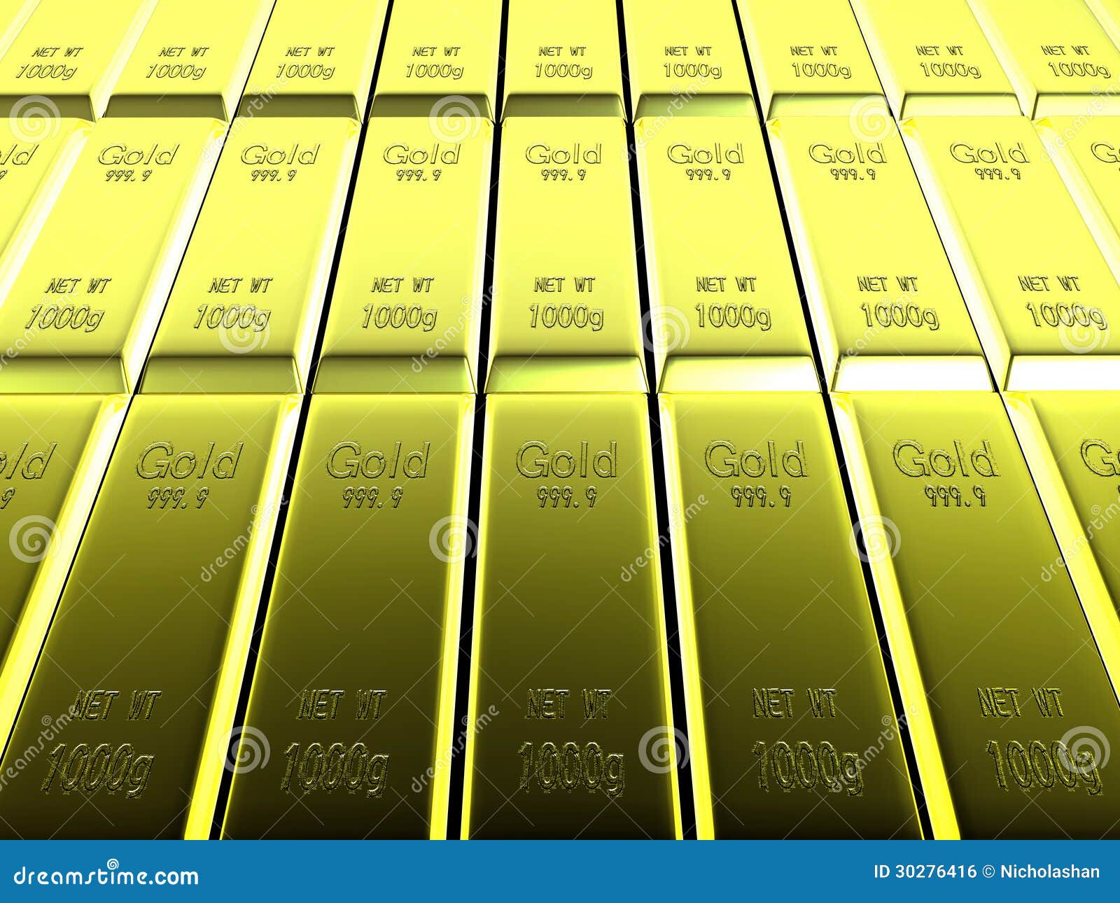 Macro View of Rows of Gold Bars Stock Illustration - Illustration of ...