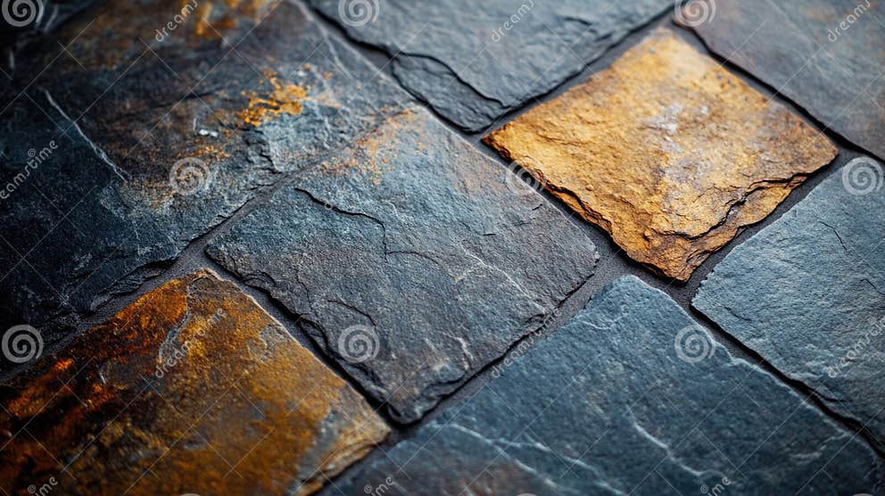 Macro View of Slate Tile Flooring Highlighting Natural Texture and ...