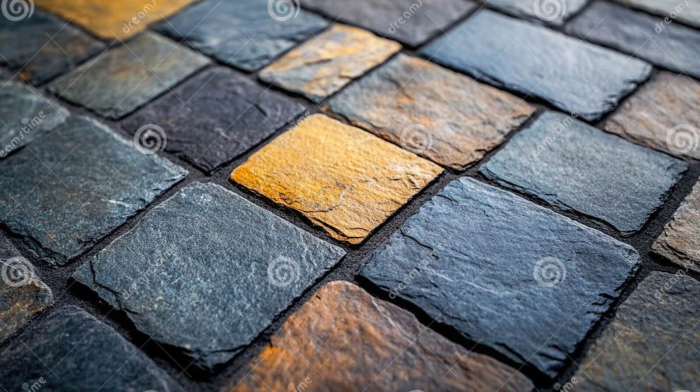 Macro View of Slate Tile Flooring Highlighting Natural Texture and ...