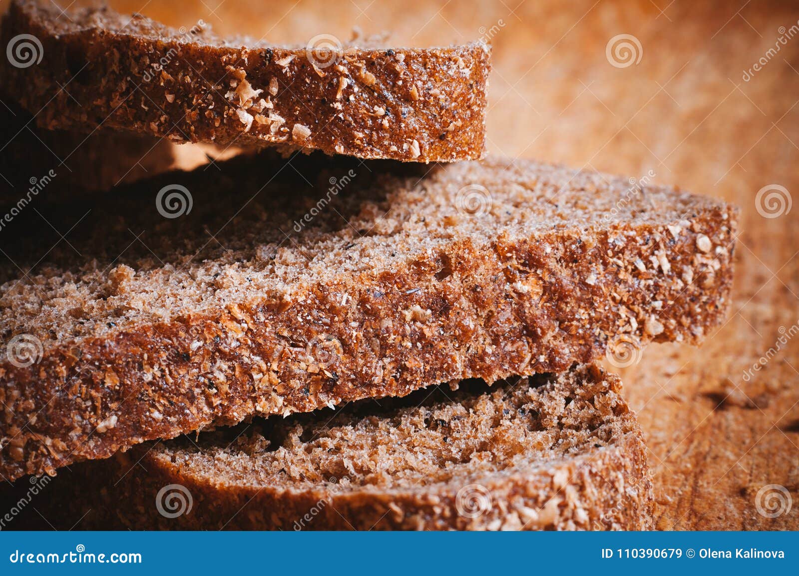 Macro View of Sliced Brown Bread Stock Image - Image of tasty, snack ...