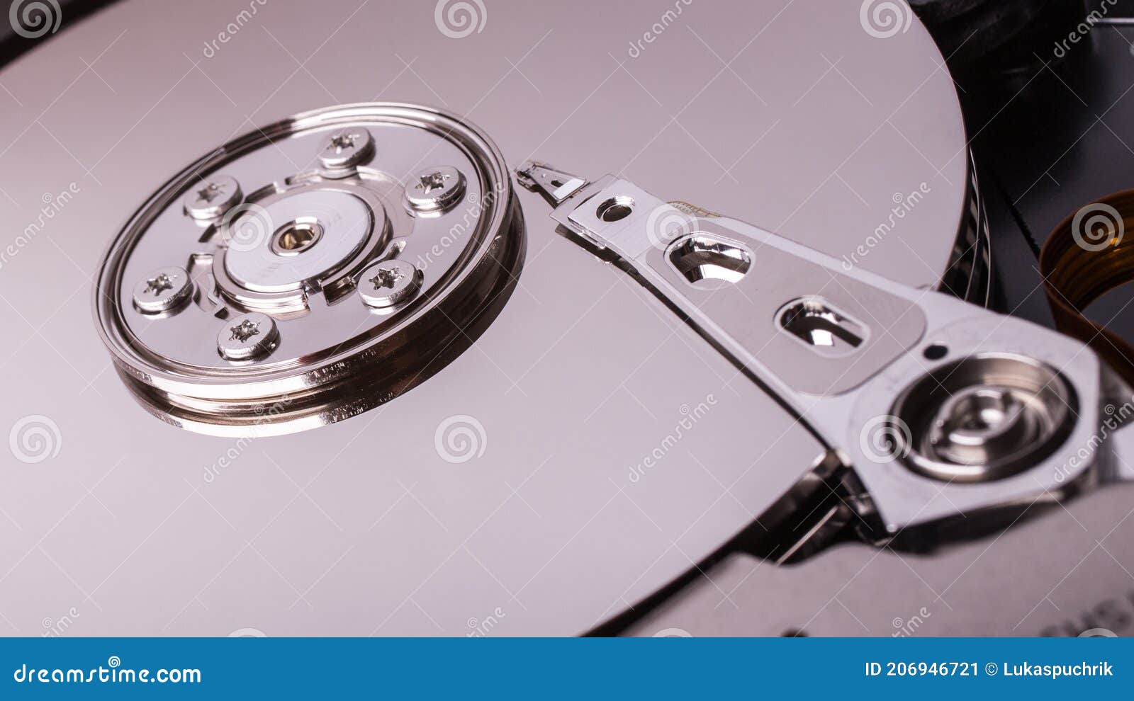 Macro View of Spindle of the Open Hard Disk Drive Stock Image - Image ...