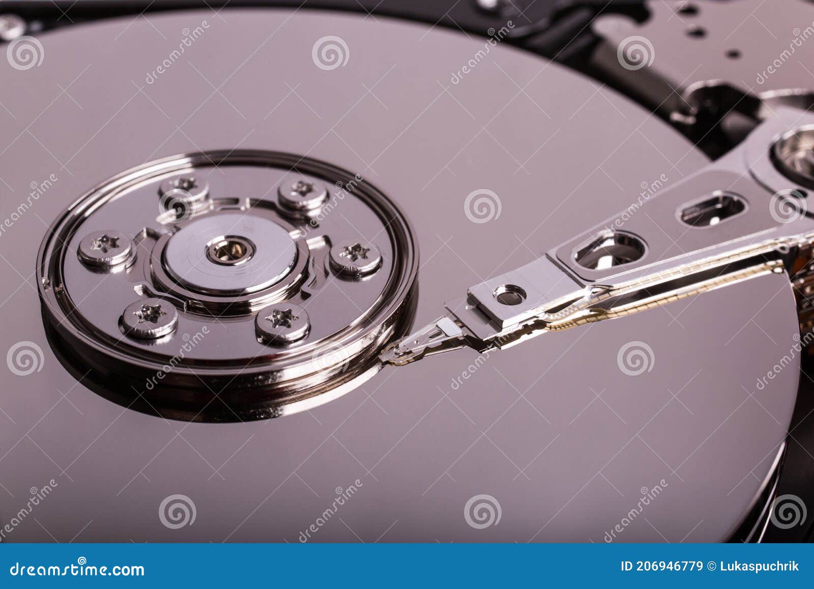 Macro View of Spindle of the Open Hard Disk Drive Stock Image - Image ...