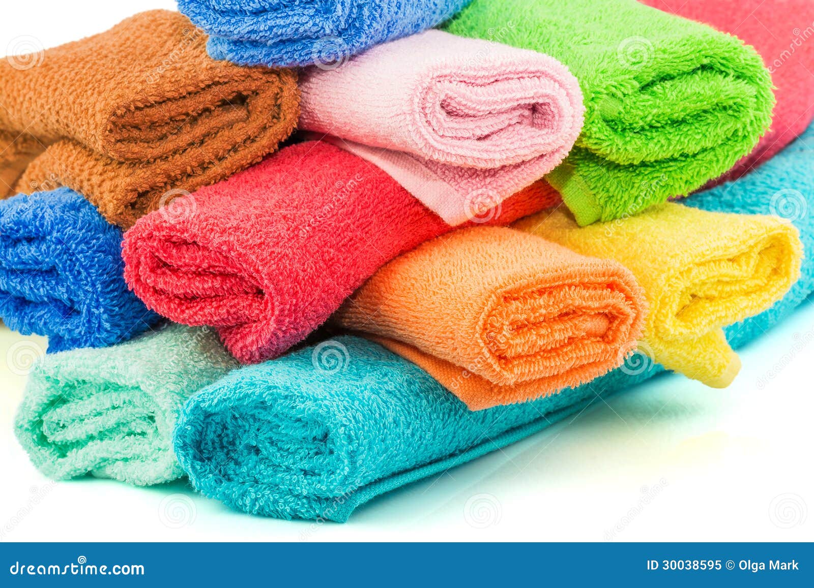 Stack of colorful towels stock image. Image of multicolor - 30038595