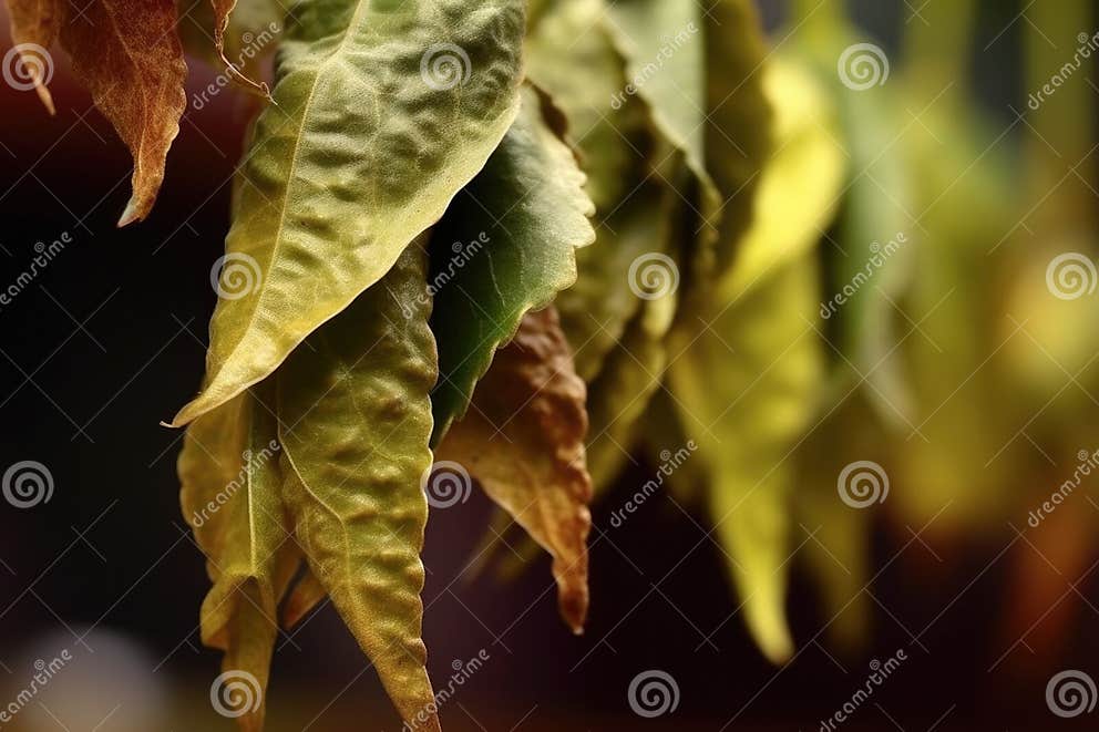 Macro View of Tea Leaves during Withering Process Stock Illustration ...