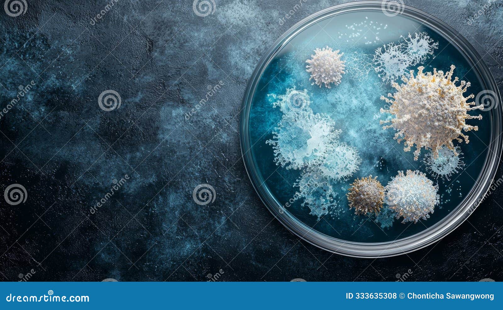 Macro View of Various Microorganisms in a Petri Dish, Showcasing ...