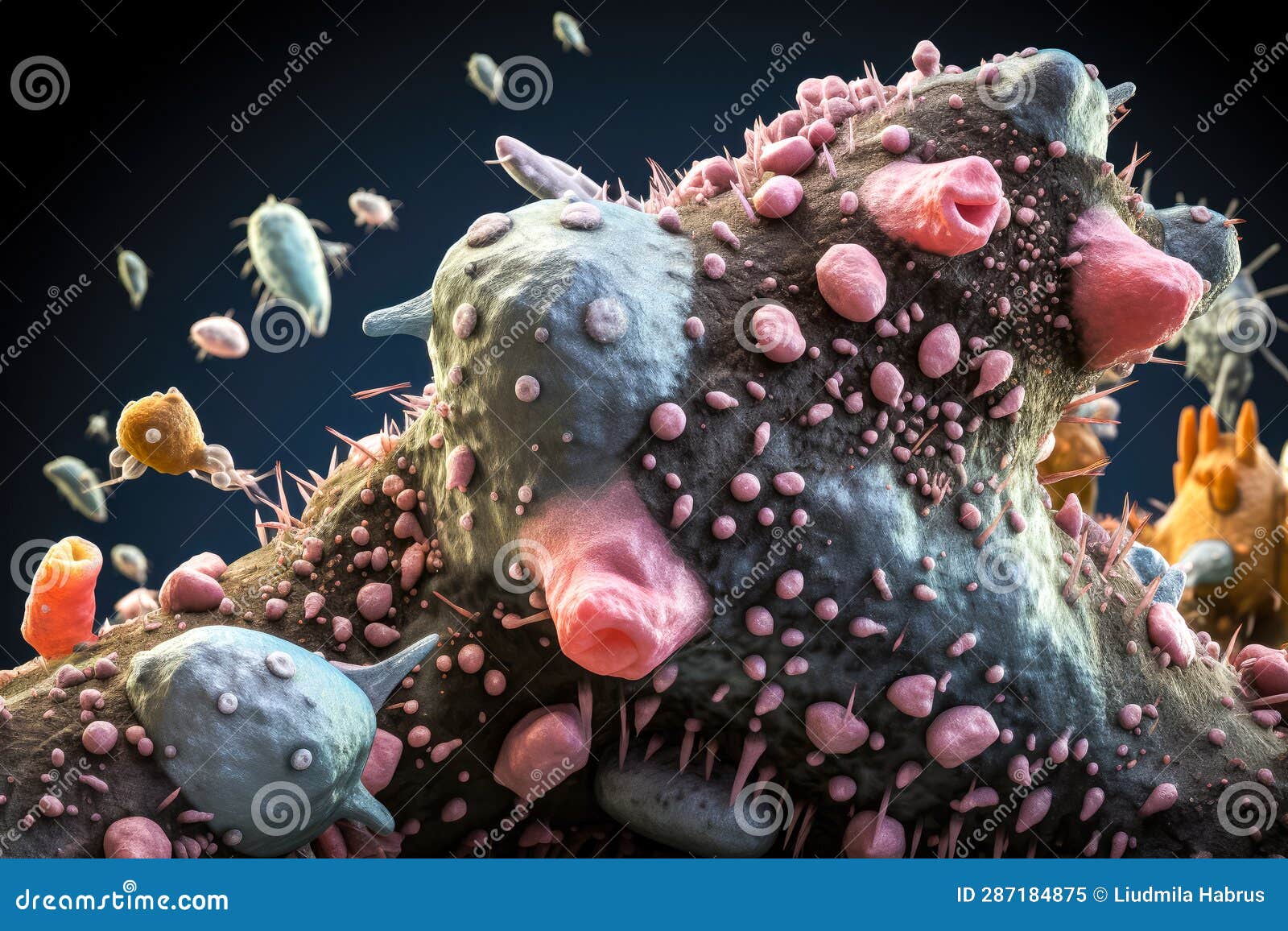 Macro Virus and Bacteria in a Human Body Stock Illustration ...
