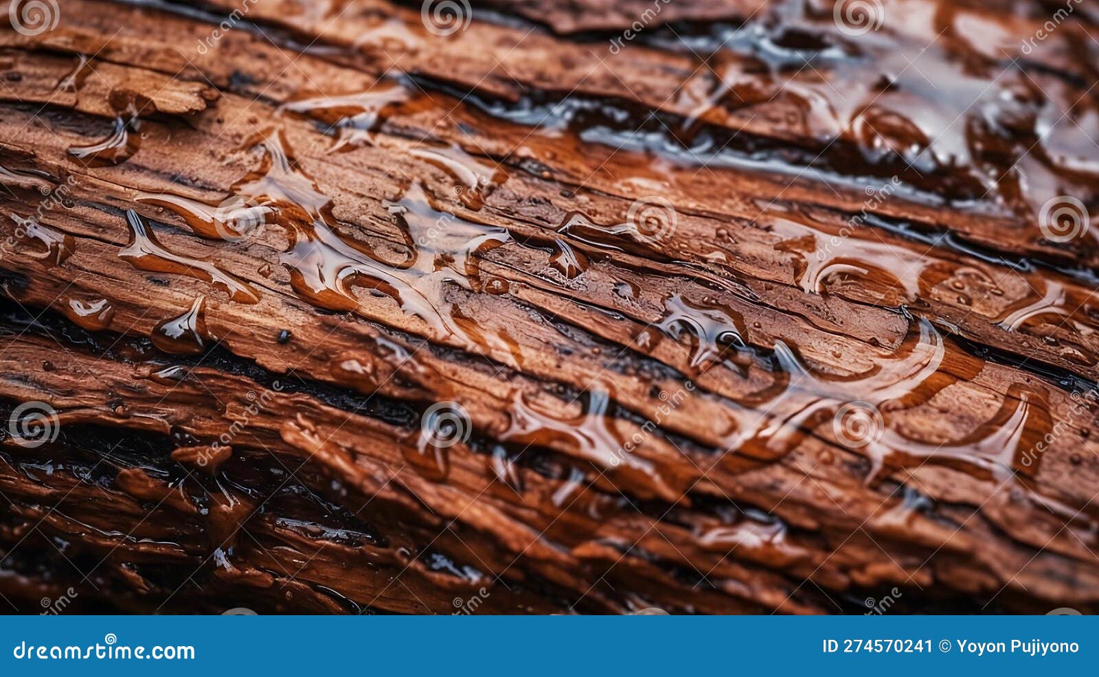 Macro Wet Sequoia Bark with Water Drops. Created with Generative AI ...