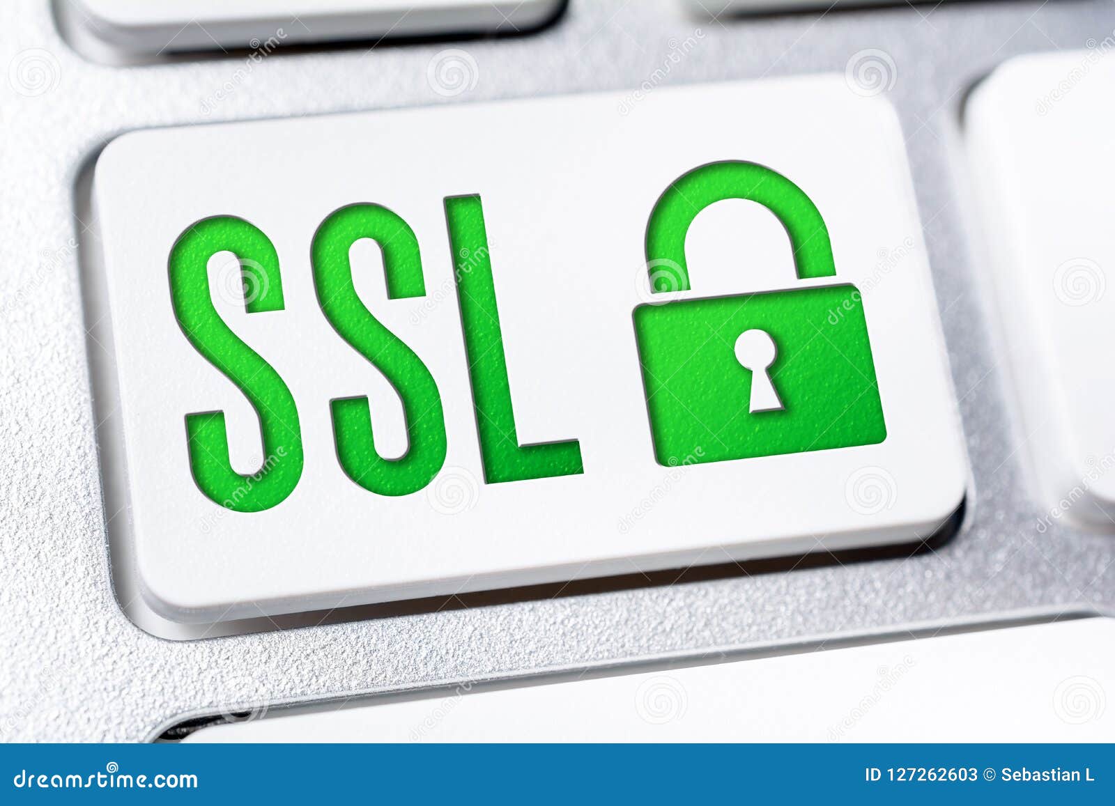 Macro of the Word SSL with a Lock Icon on a Keyboard Button Stock Image ...