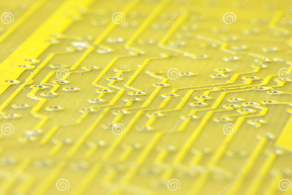 Macro of Yellow Circuit Board Stock Photo - Image of industry, element ...