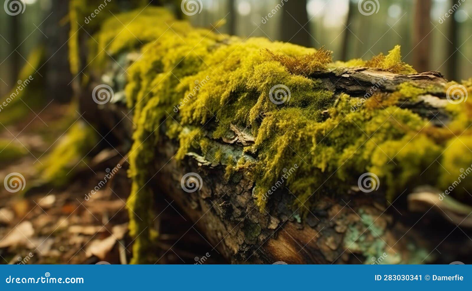 Macro Yellow Moss on Cortex Tree in Nature Beautiful Scene of Spring ...