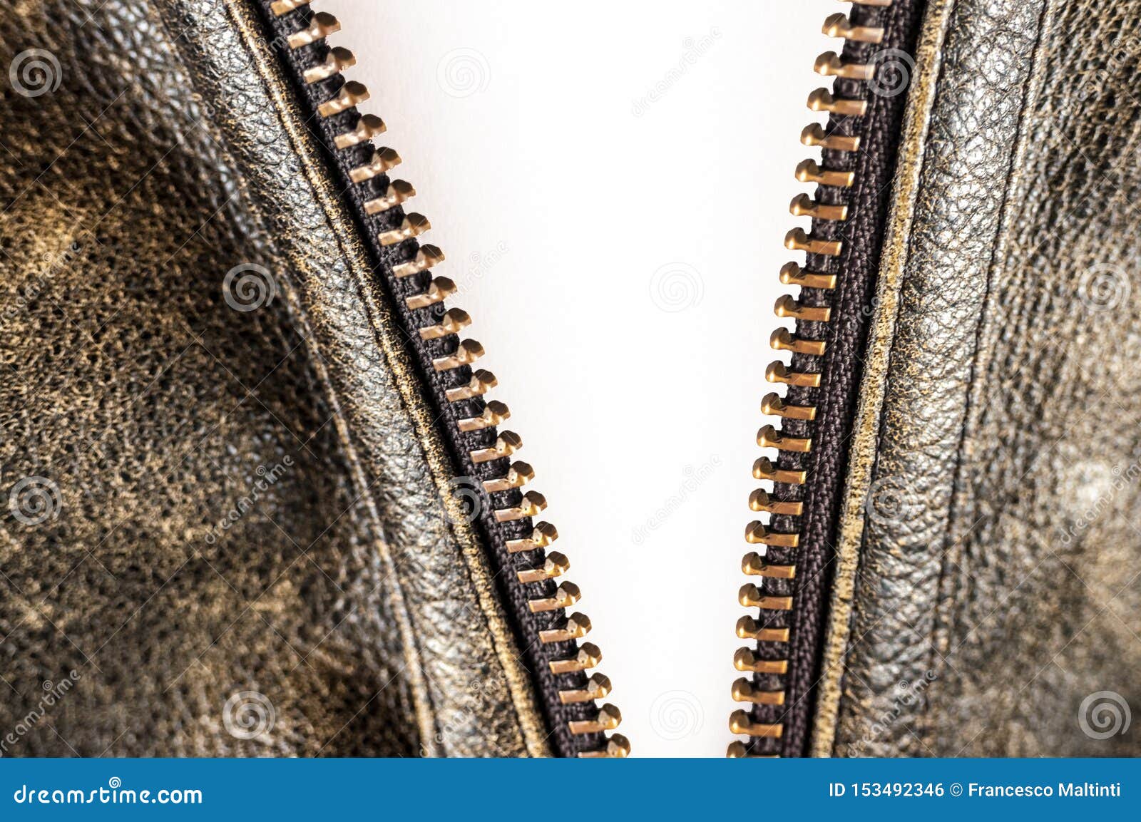 Macro of Zipper on Light Brown Leather Stock Photo - Image of modern ...