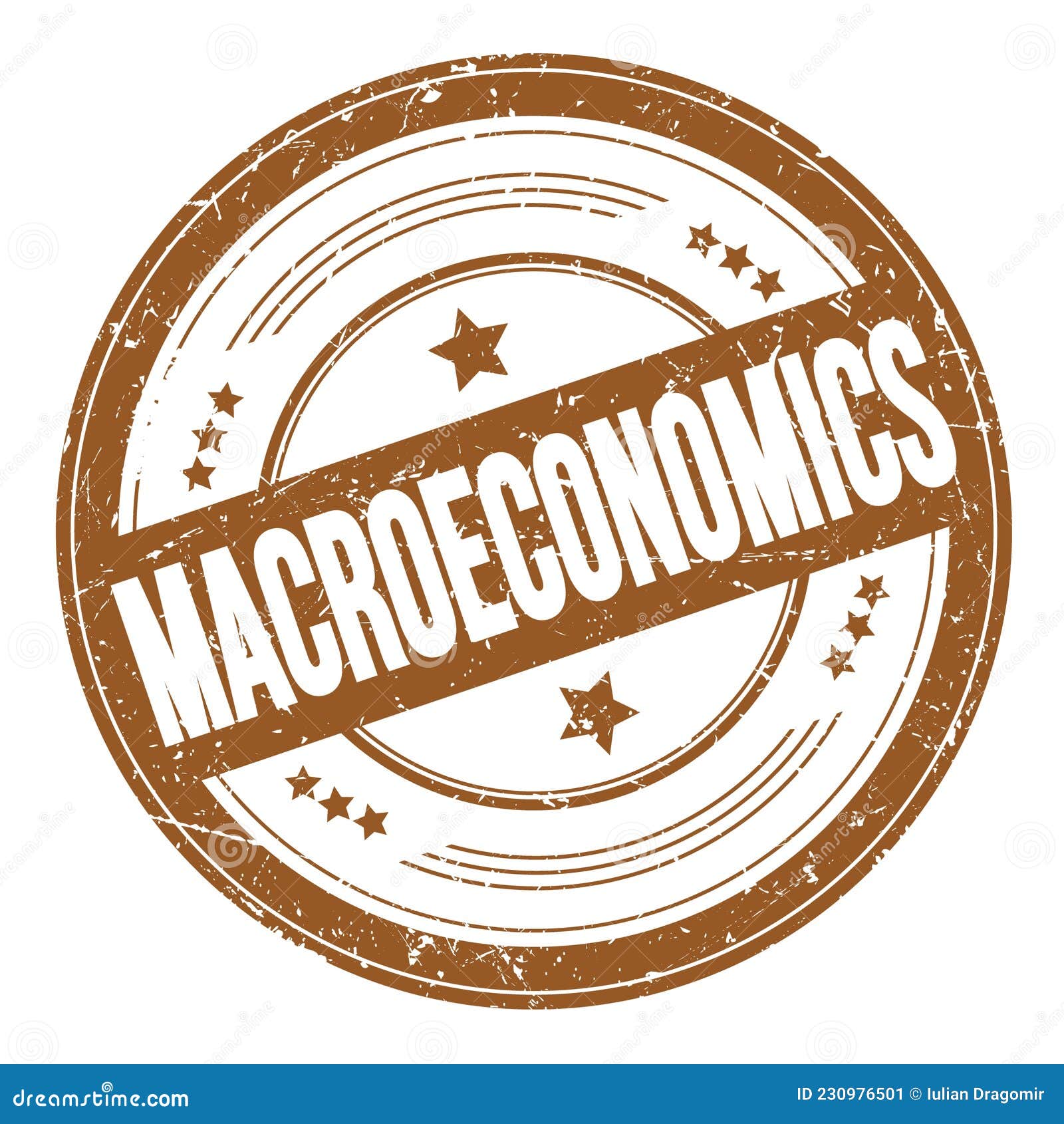 MACROECONOMICS Text on Brown Round Grungy Stamp Stock Illustration ...