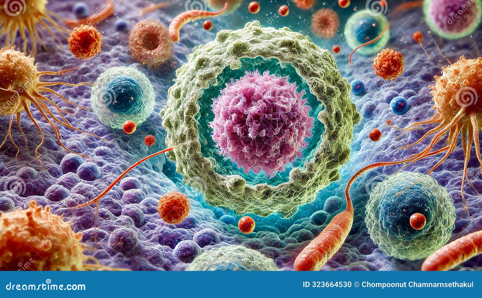 Macrophage Attacking a Cancer Cell,interaction and the Process of ...