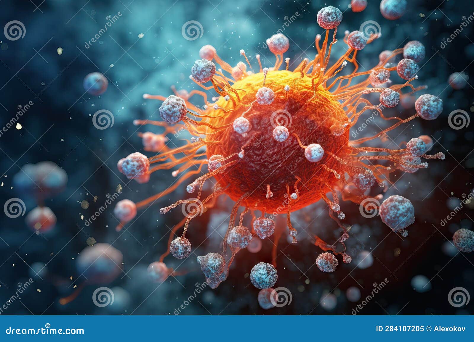 Macrophage Devouring Bacteria in Cinematic 3D Illustration. Stock ...