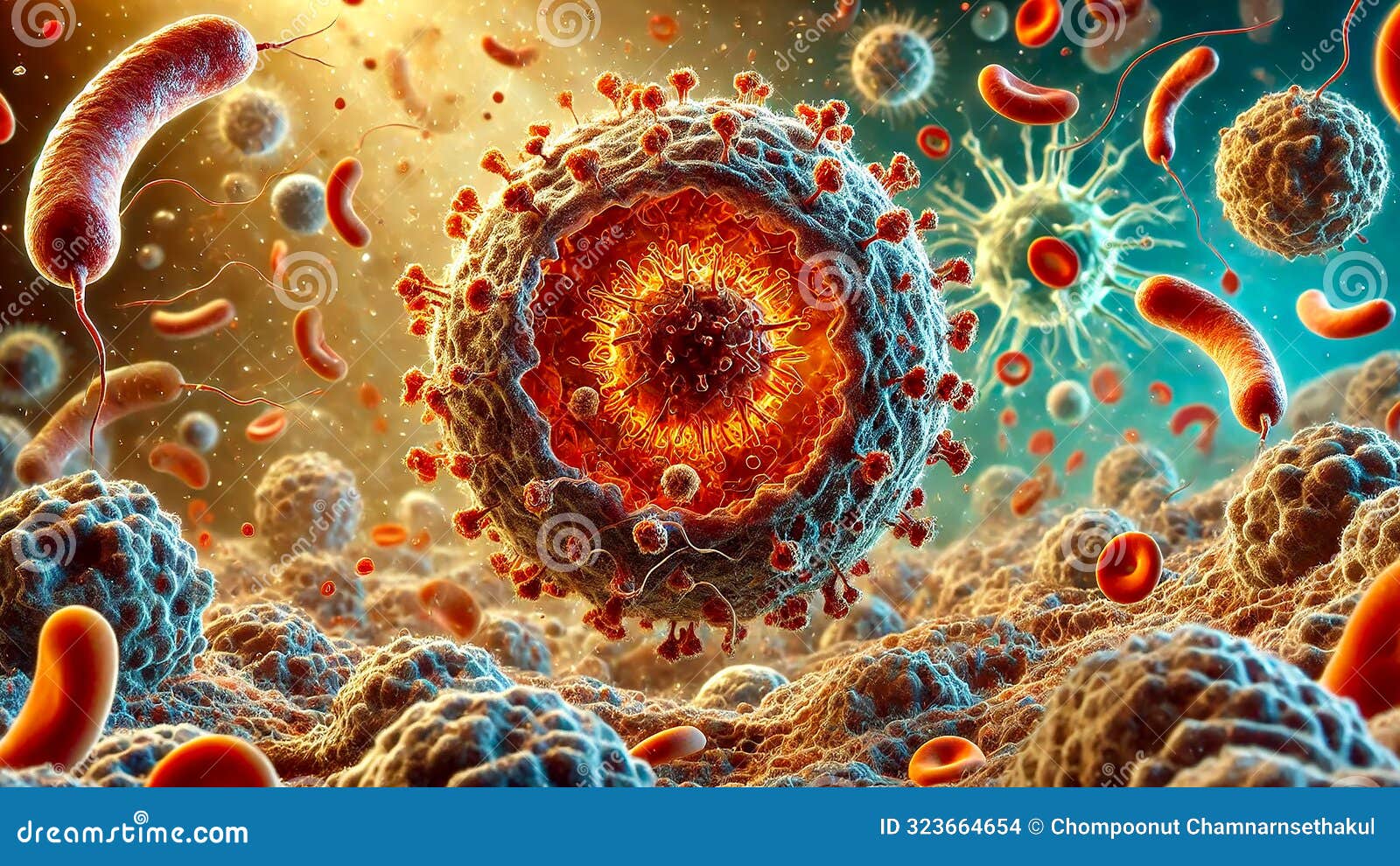 Macrophage Engulfing a Bacteria,interaction and Process of Phagocytosis ...
