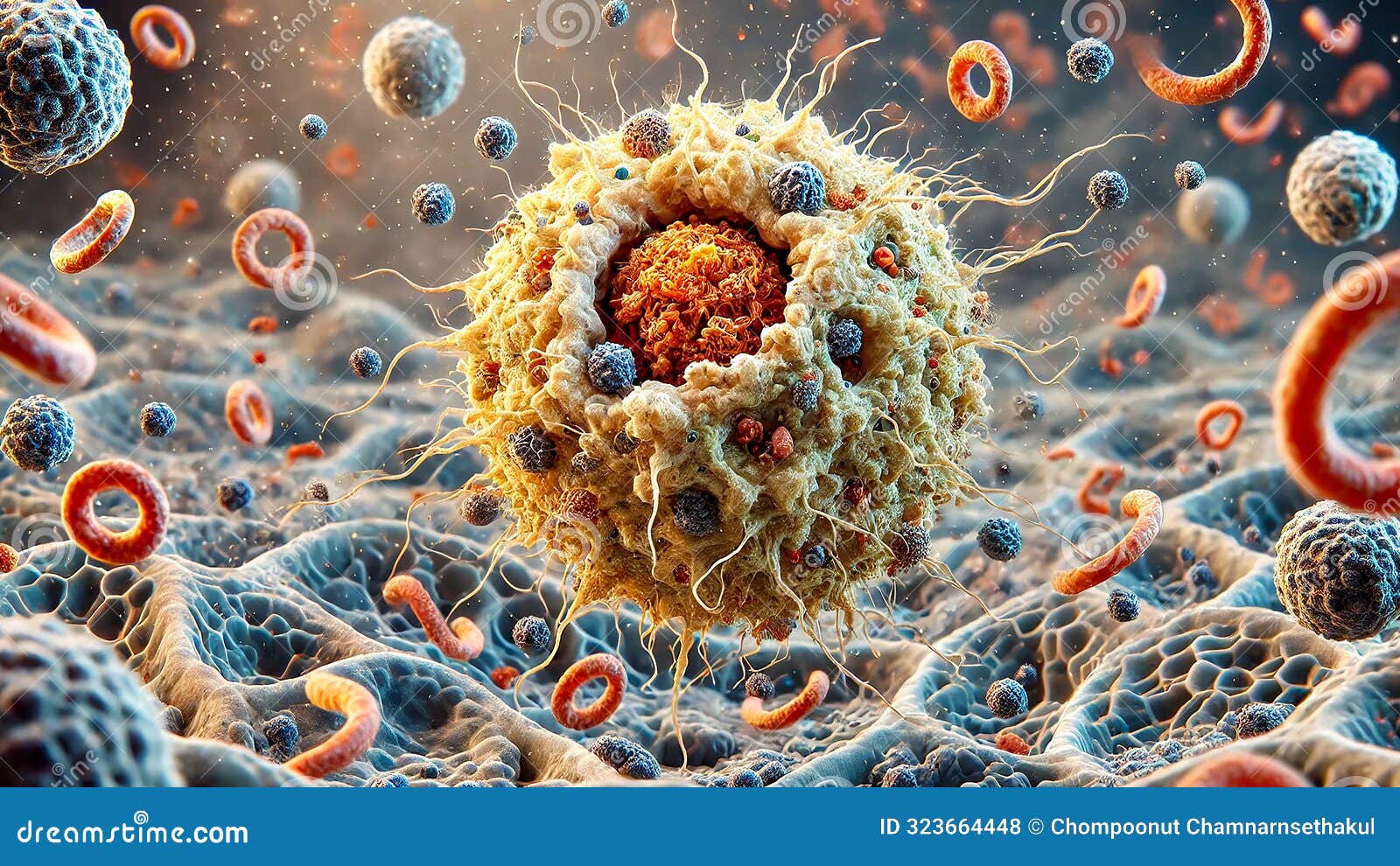 Macrophage Engulfing Debris.macrophage Actively Consuming Cellular ...