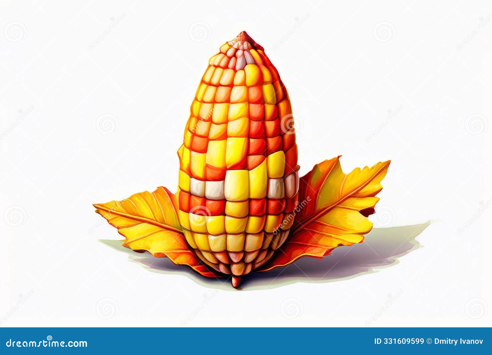 Macrorealism Pixel Art a Pixelated Candy Corn Kernel Rests on a Stock ...