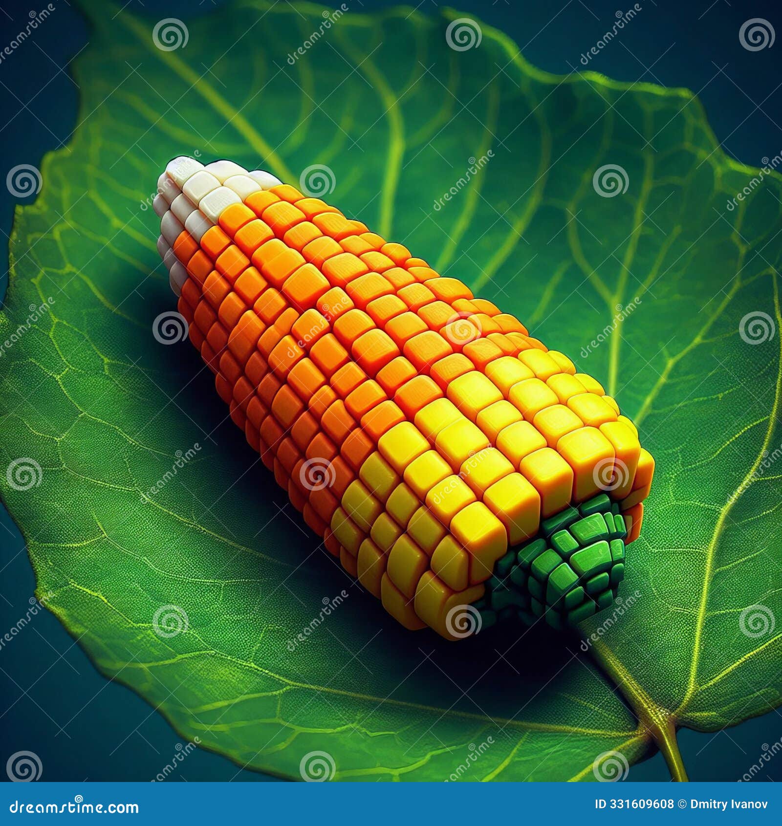 Macrorealism Pixel Art a Pixelated Candy Corn Kernel Rests on a Stock ...