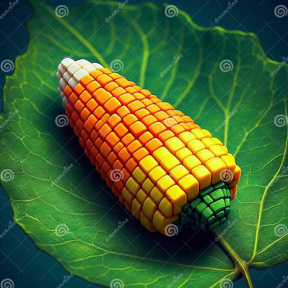 Macrorealism Pixel Art a Pixelated Candy Corn Kernel Rests on a Stock ...