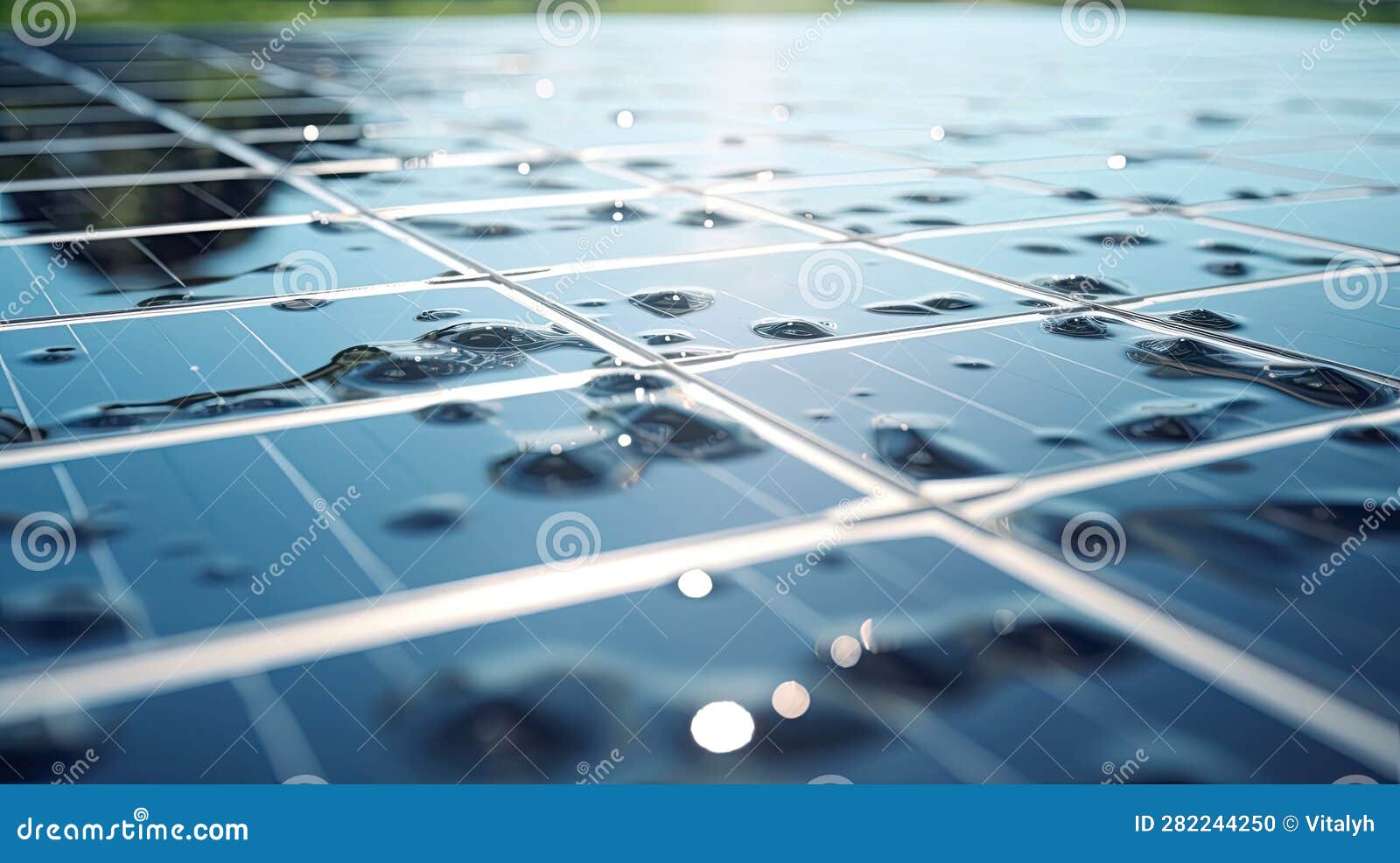Macroscopic Photo of a Photovoltaic Module Surface with Water Drops ...