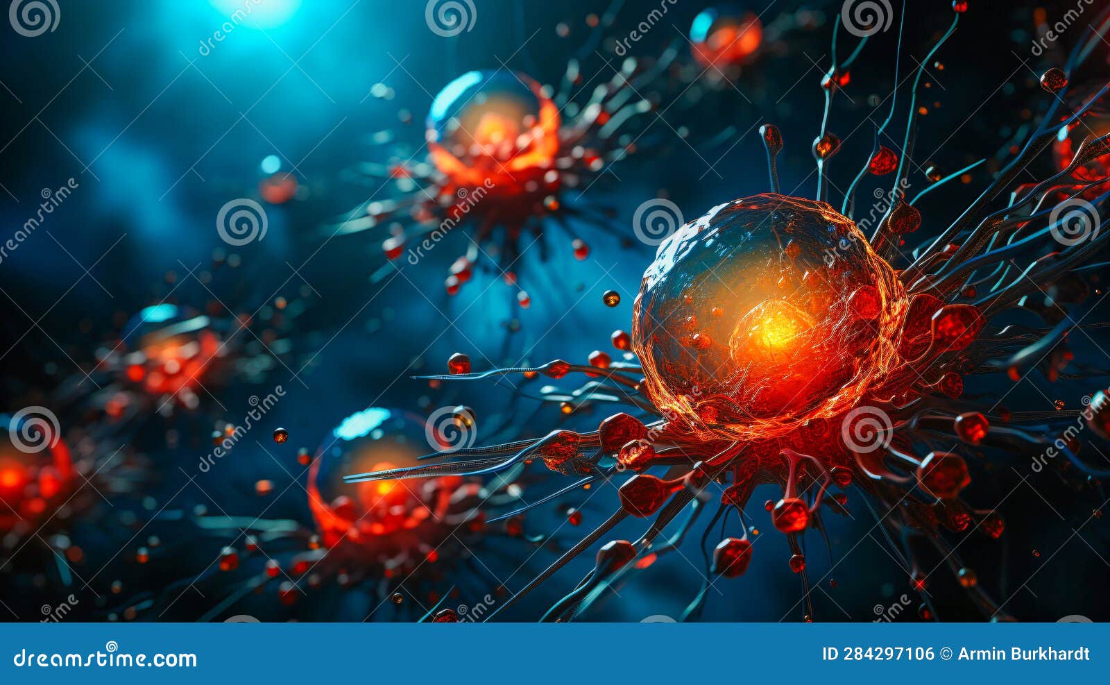 Macroscopic View of a Virus in a Human Cell Stock Illustration ...
