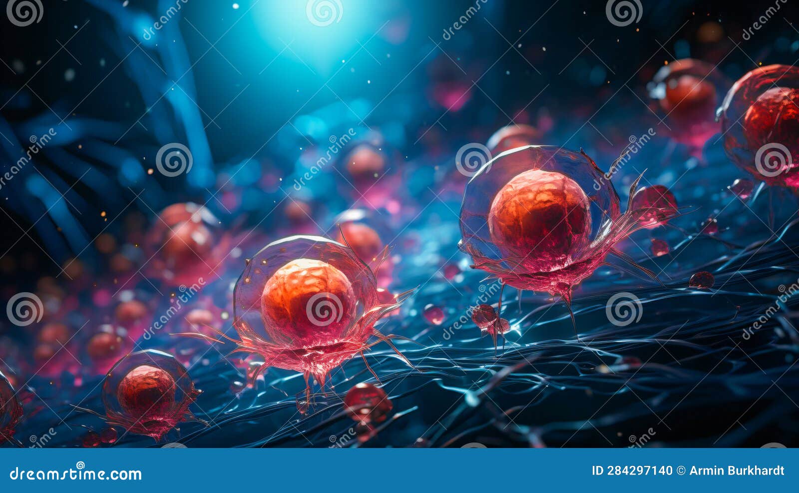 Macroscopic View of a Virus in a Human Cell Stock Illustration ...