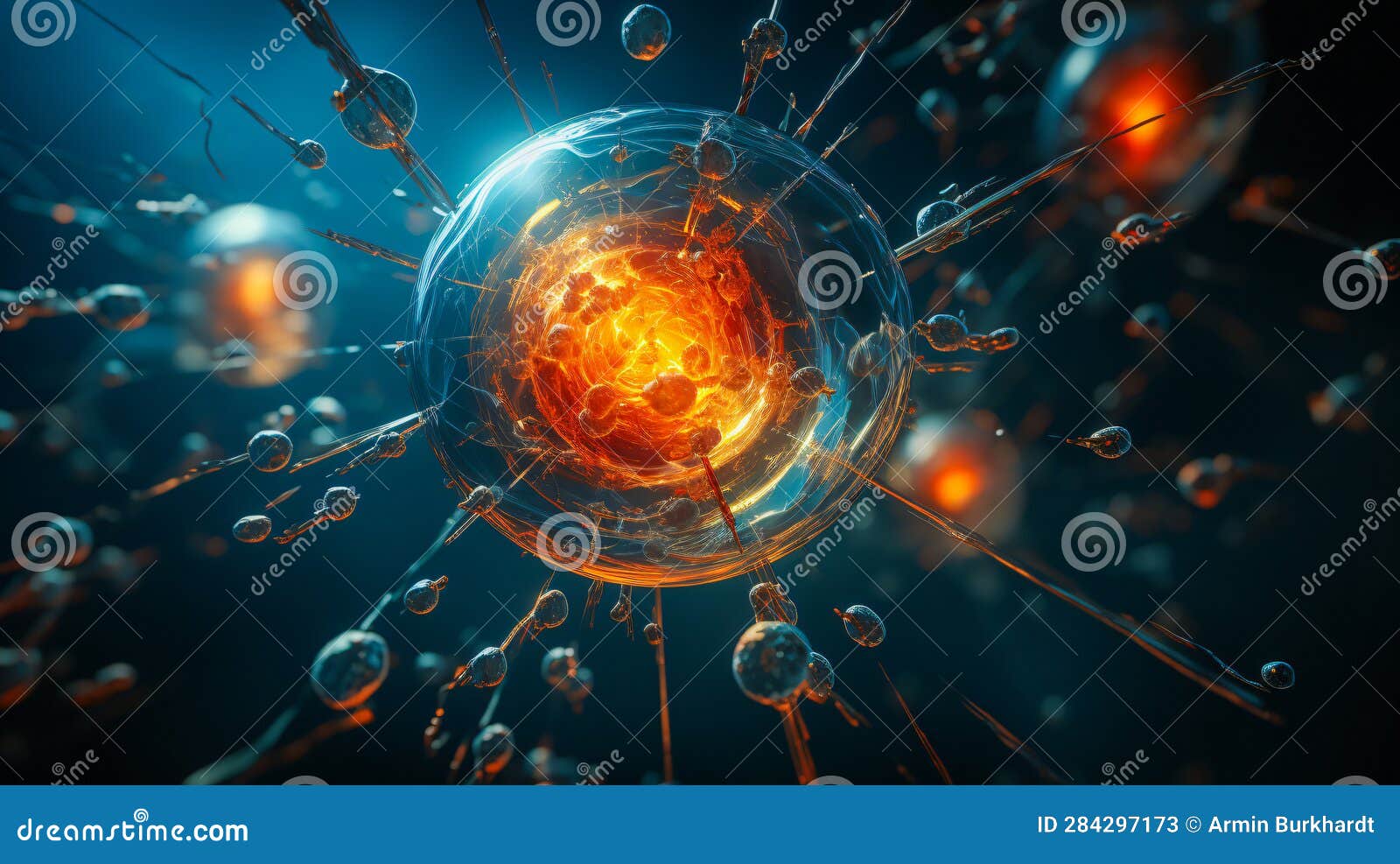 Macroscopic View of a Virus in a Human Cell Stock Illustration ...