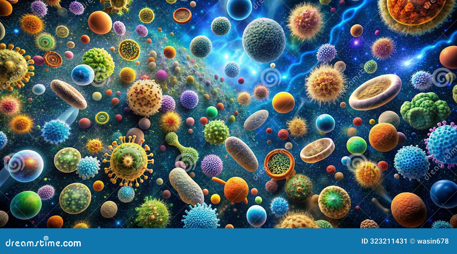 Macroscopic View Visualizing the Microbial Universe AI Generative Stock ...