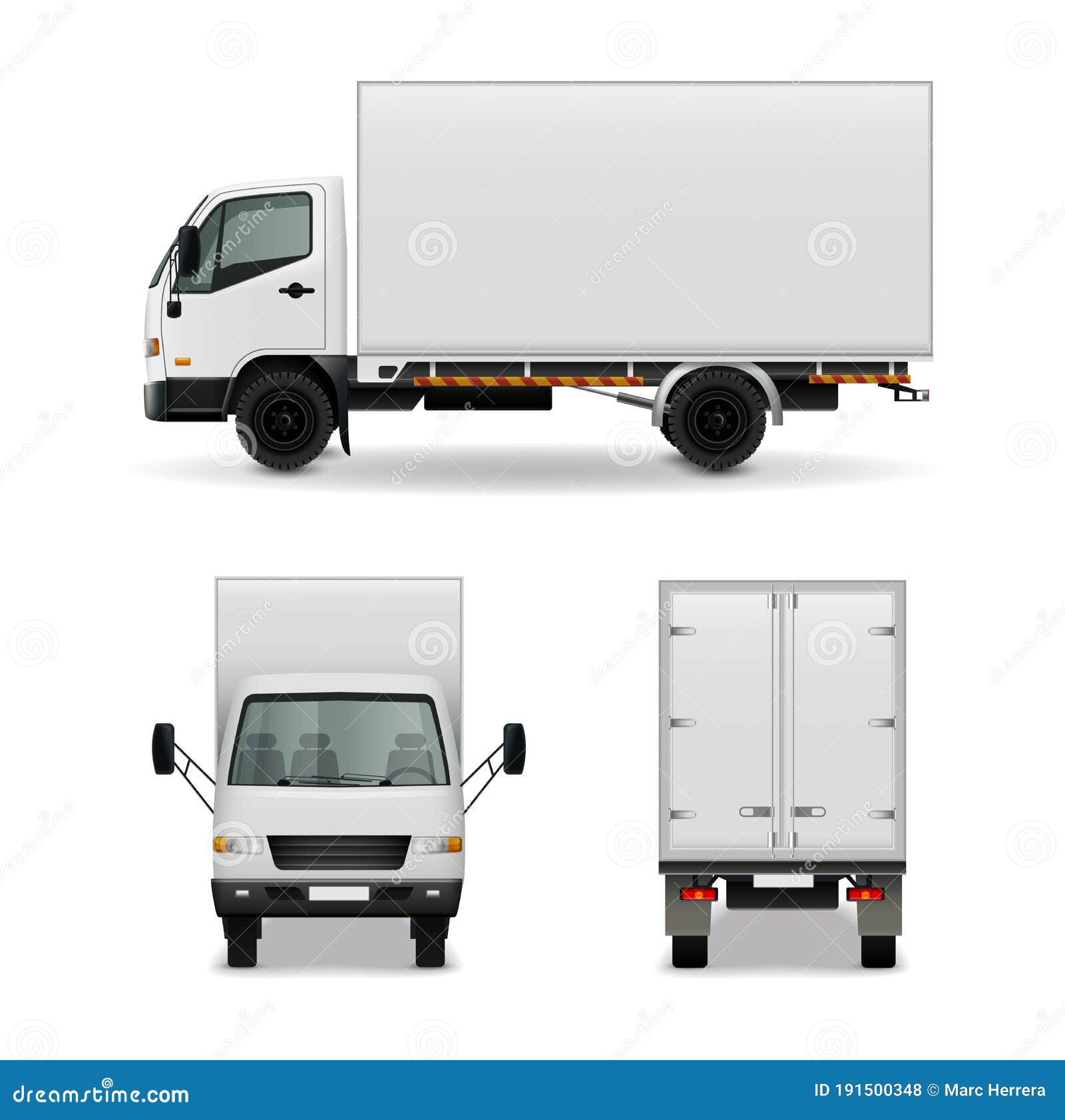 Realistic White Truck Vector Set Stock Vector - Illustration of freight ...