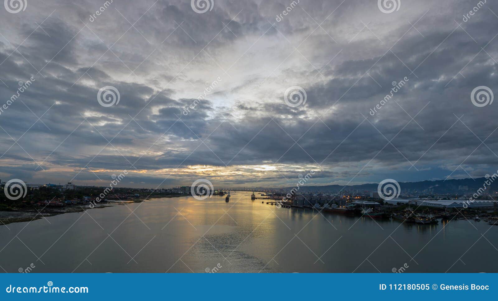 Mactan Channel Panorama during Sunset Stock Image - Image of bluehour ...