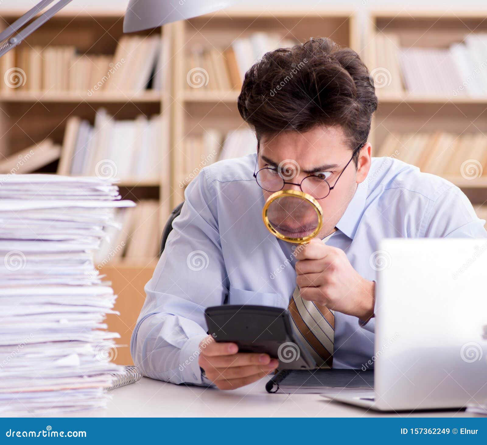 Mad Auditor Looking for Errors in the Report Stock Image - Image of ...
