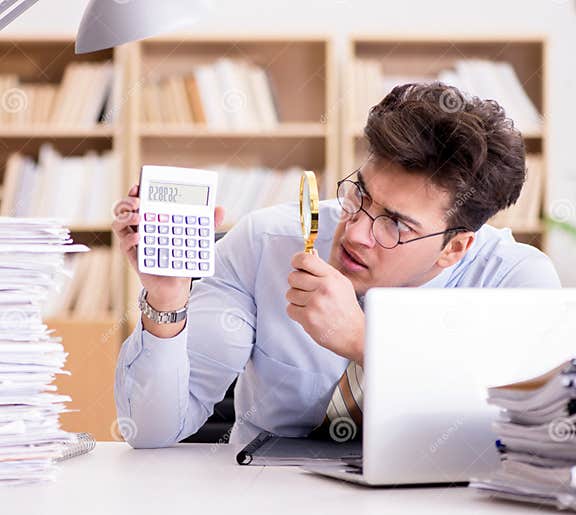 Mad Auditor Looking for Errors in the Report Stock Image - Image of ...