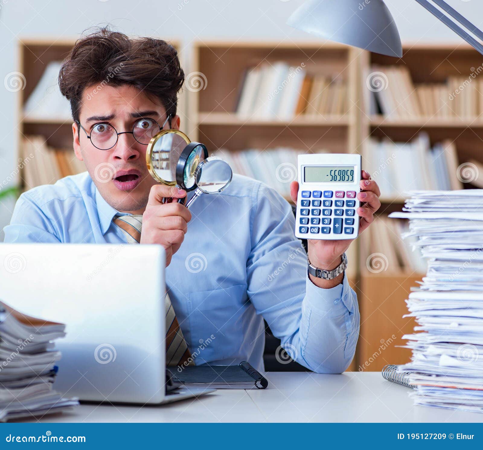 The Mad Auditor Looking for Errors in the Report Stock Image - Image of ...