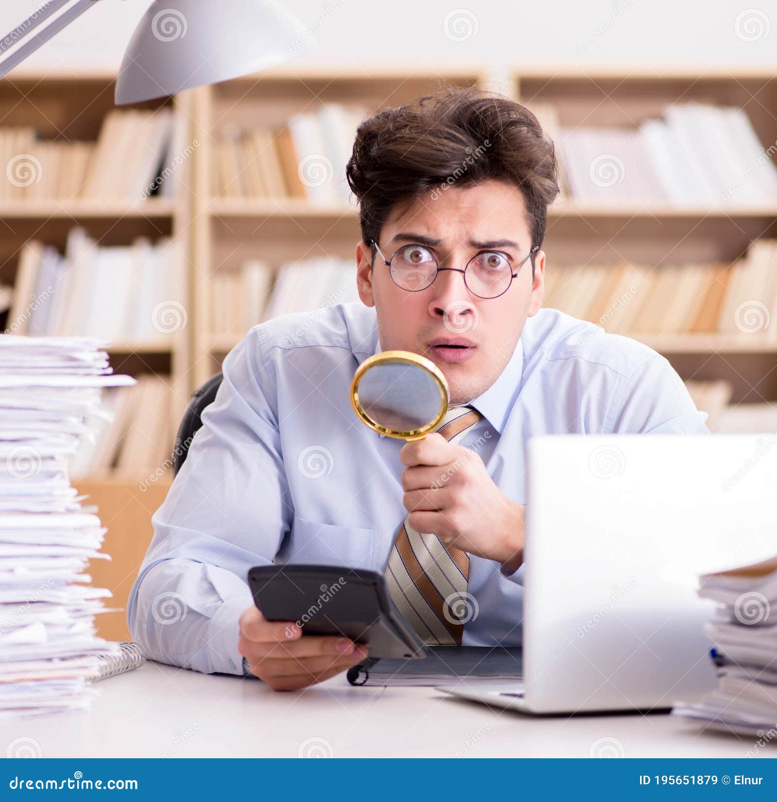 Mad Auditor Looking for Errors in the Report Stock Image - Image of ...