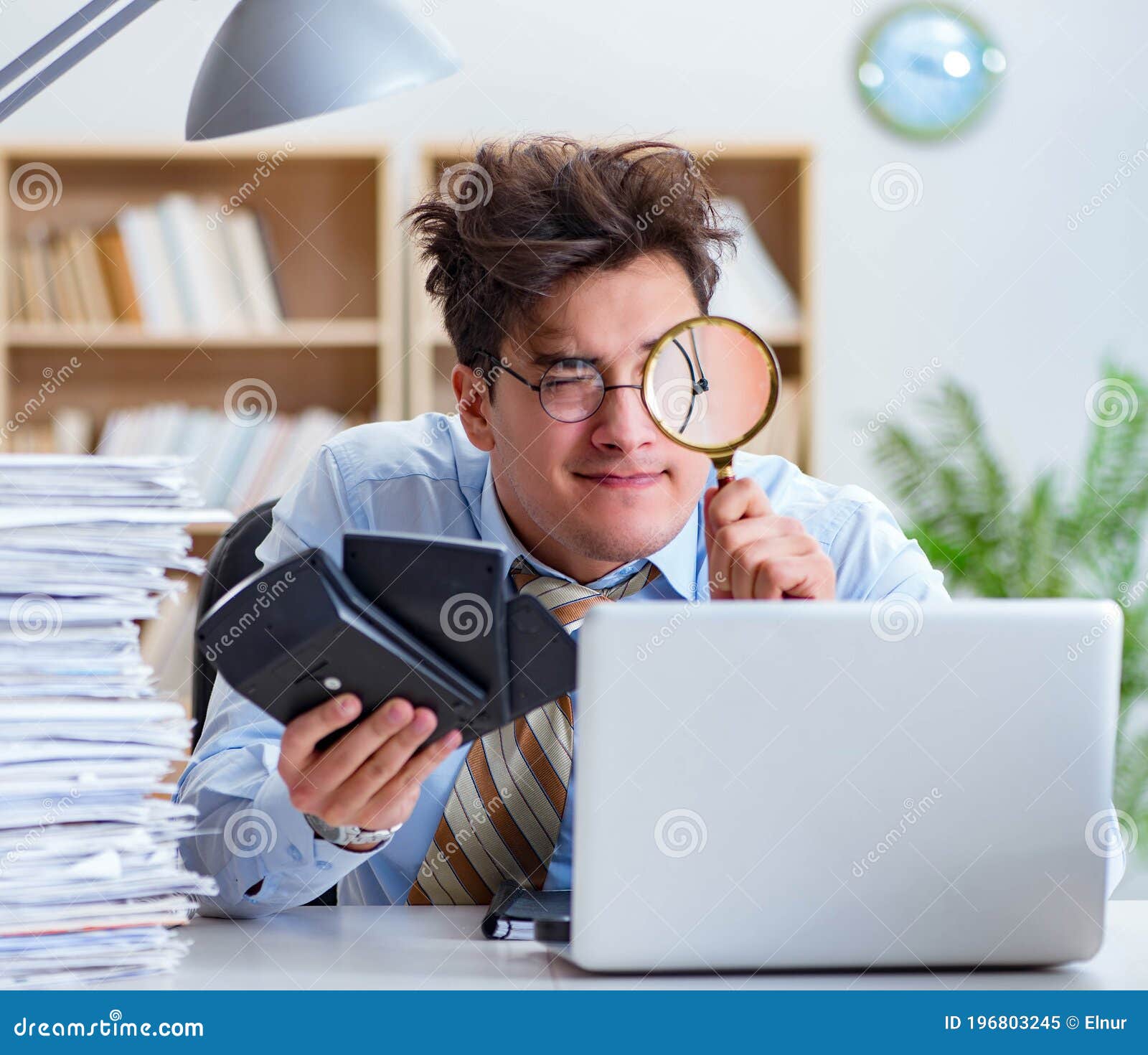Mad Auditor Looking for Errors in the Report Stock Image - Image of ...