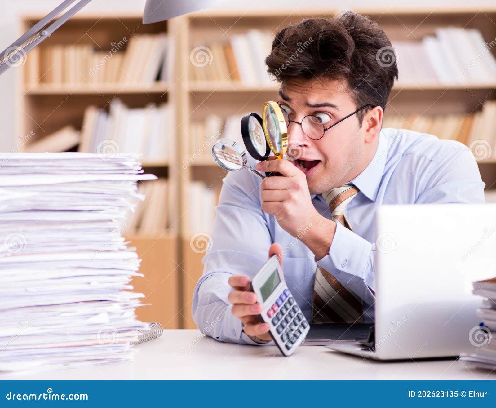 Mad Auditor Looking for Errors in the Report Stock Image - Image of ...