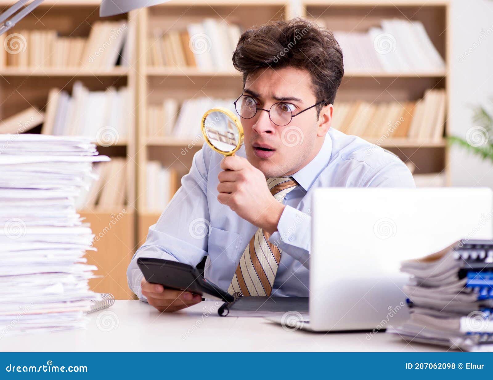 Mad Auditor Looking for Errors in the Report Stock Photo - Image of ...
