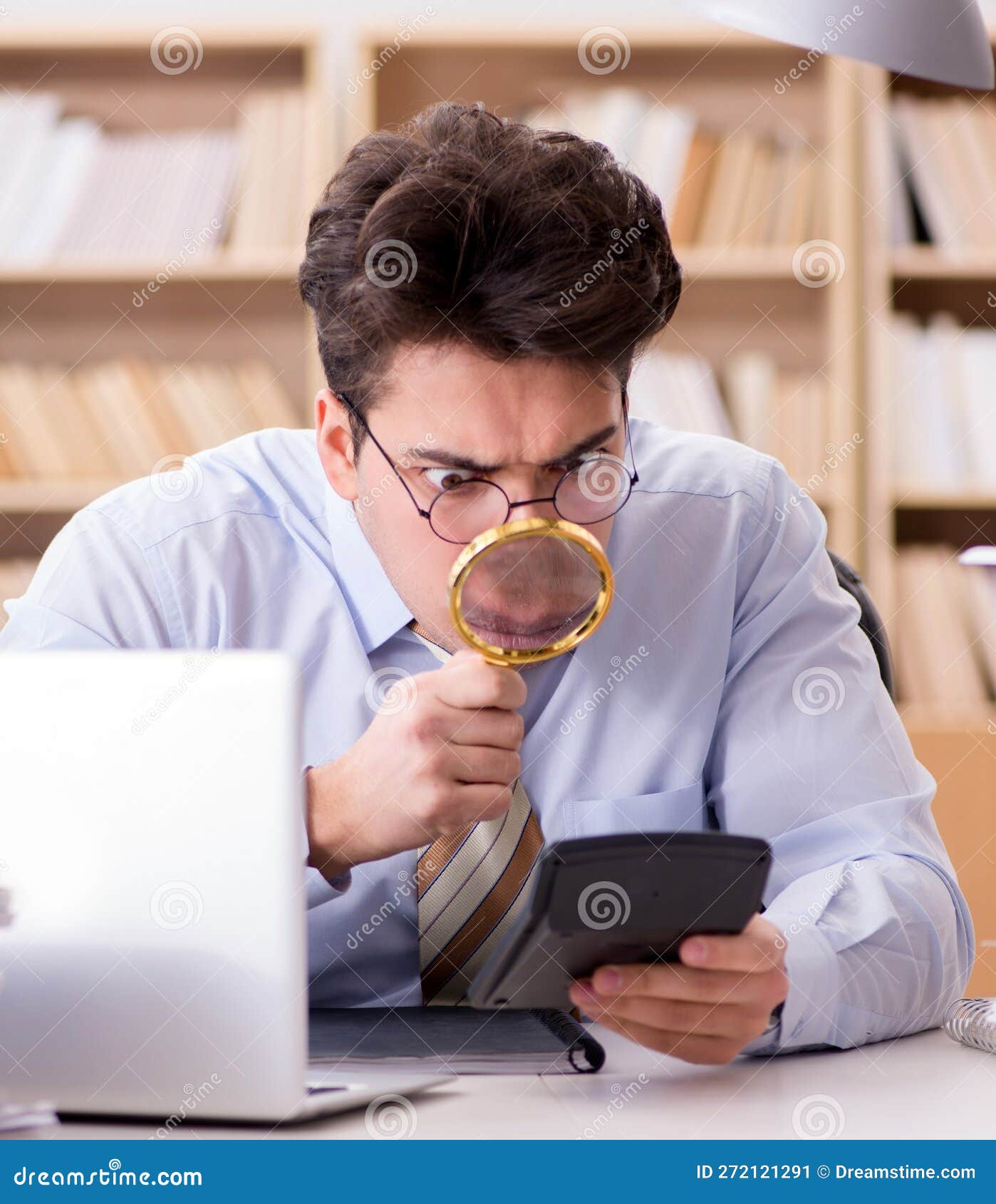 Mad Auditor Looking for Errors in the Report Stock Image - Image of ...