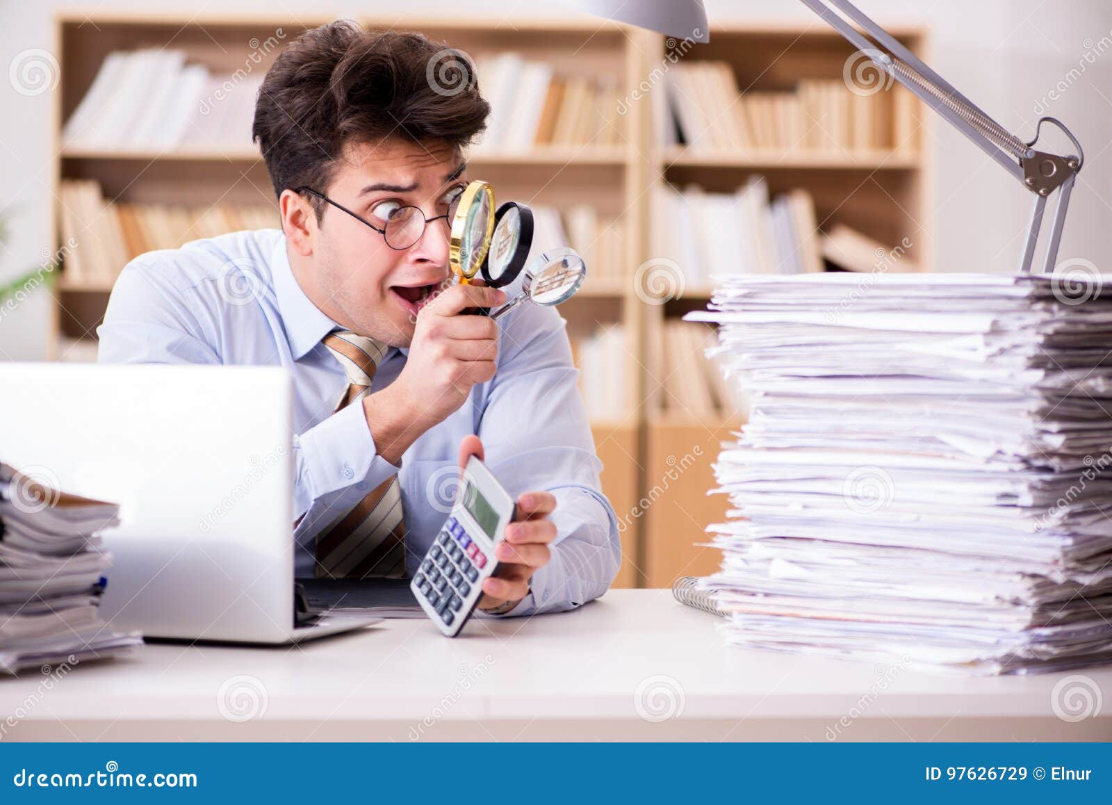 The Mad Auditor Looking for Errors in the Report Stock Image - Image of ...